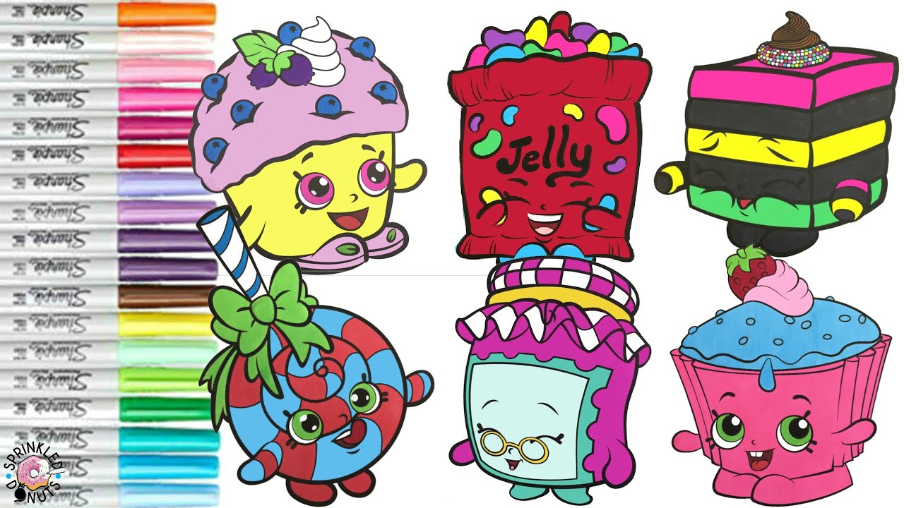 Shopkins Coloring Book Compilation Mini Muffin Lolli Poppins Cupcake ...