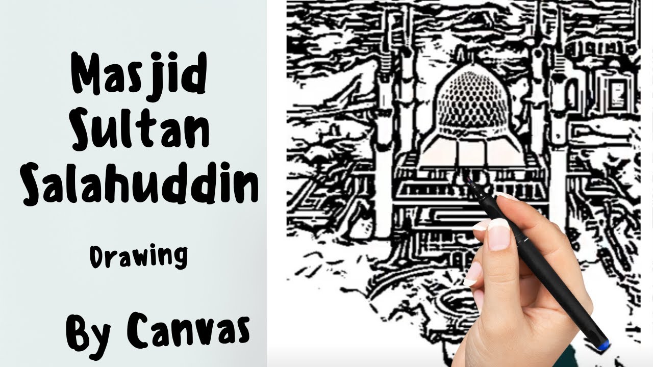 Masjid Sultan Salahuddin Drawing | Beautiful Mosque | Shah Alam ...