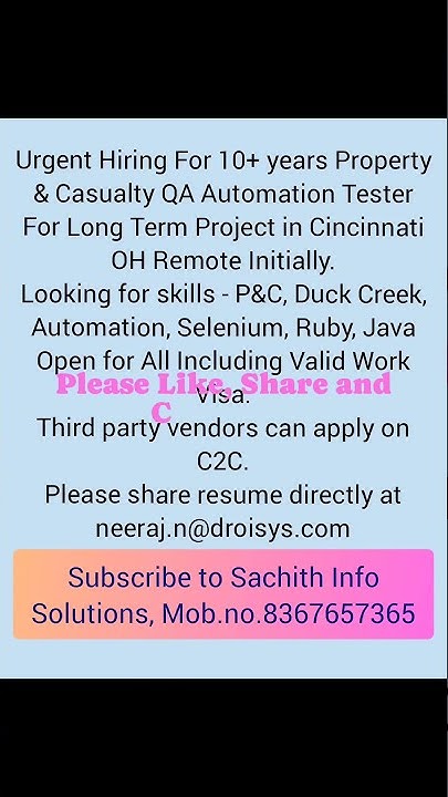 Hiring Qa Automation Tester Qaautomation Testingjobs Remotejobs Youtube