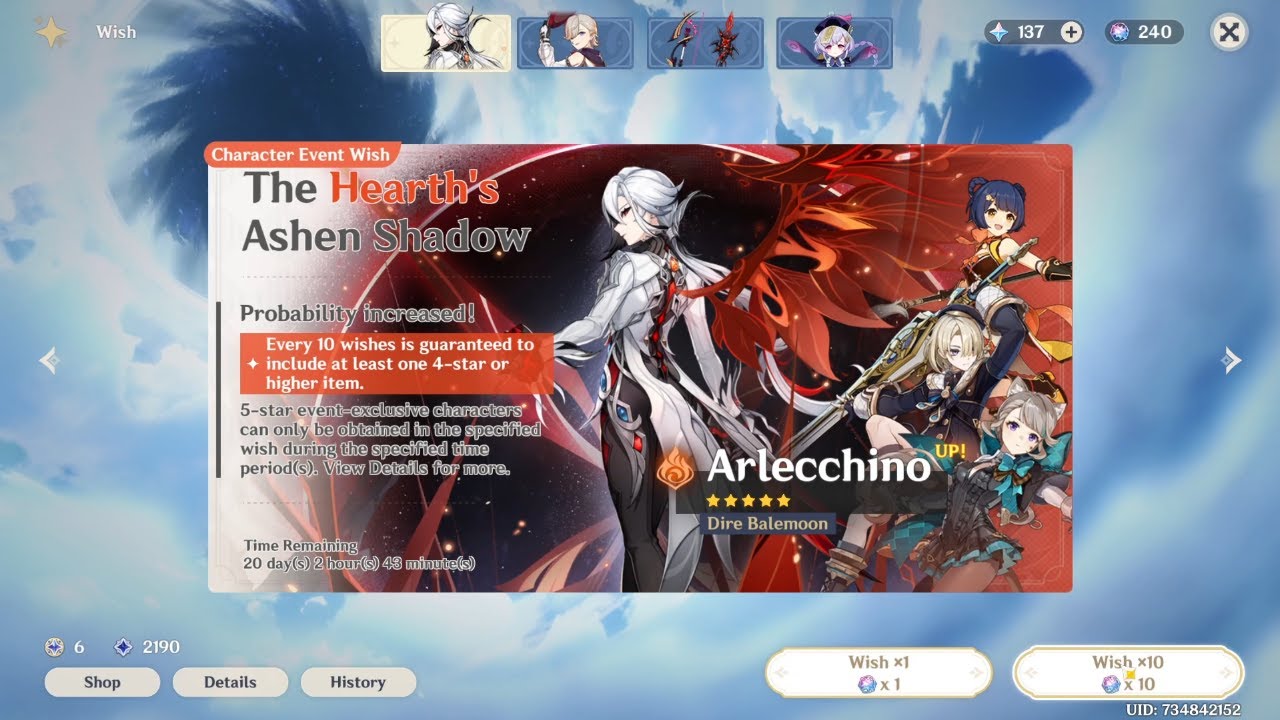 Is 240 Wishes Enough For Arlecchino And Her Signature Polearm Genshin Impact Youtube