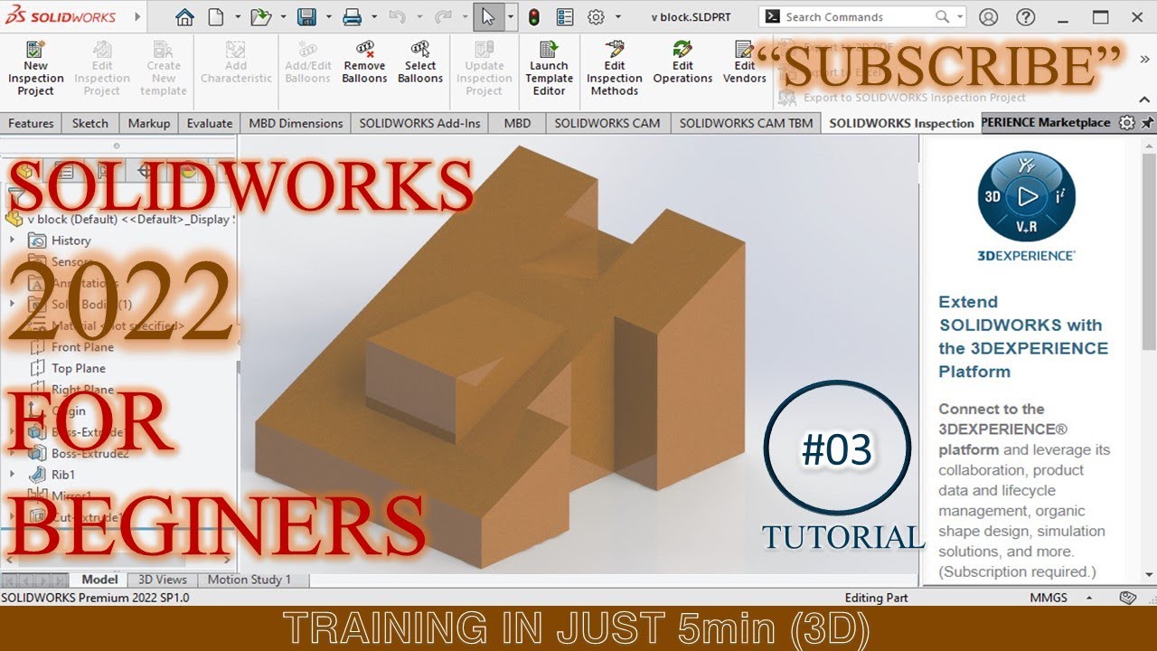 *SUPPORT BLOCK* SOLIDWORKS 2022 for beginner Tutorial #2 | #Solidworks ...