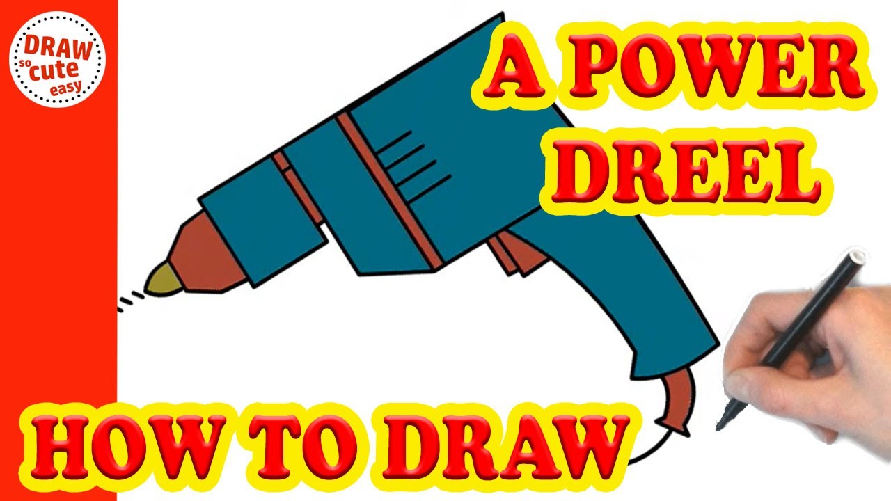 How to draw a Power Drill | Drilling Machine Drawing Lesson Step by ...