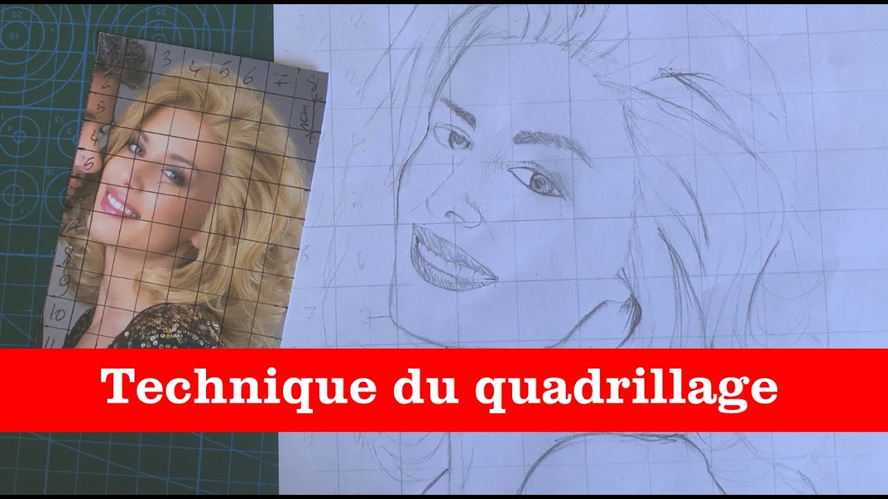 Portrait dessin avec la technique du quadrillage - YouTube