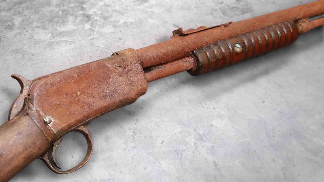 Restoring a 1906 Heavily Rusted Pump Action Rifle - YouTube