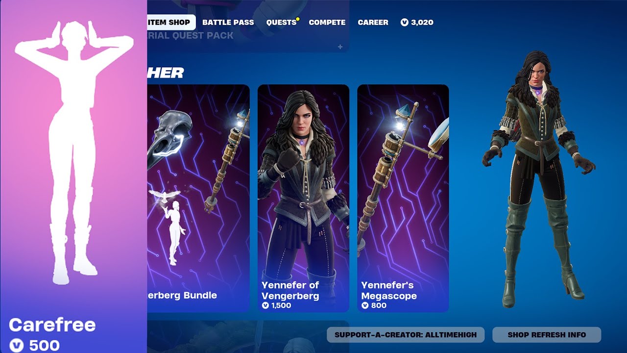 NEW Carefree Emote & The Witcher Skin Fortnite Item Shop 3-1-2024 - YouTube