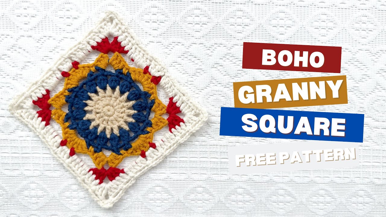 Boho Granny Square (Style Ⅱ) - Free Pattern - YouTube