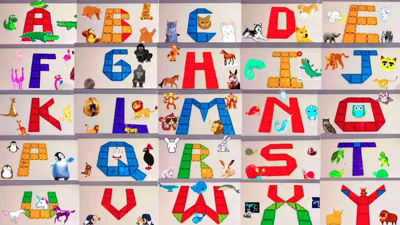 Alphabet Animals with Magnet Titles | ABC Animals Song for Kids | Learn ...