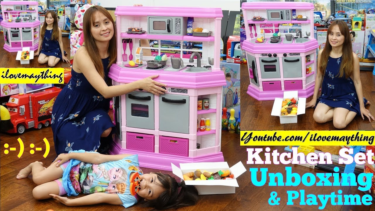 Pink Kitchen Playset Review. Food Cooking Pretend Play! Food Playset ...