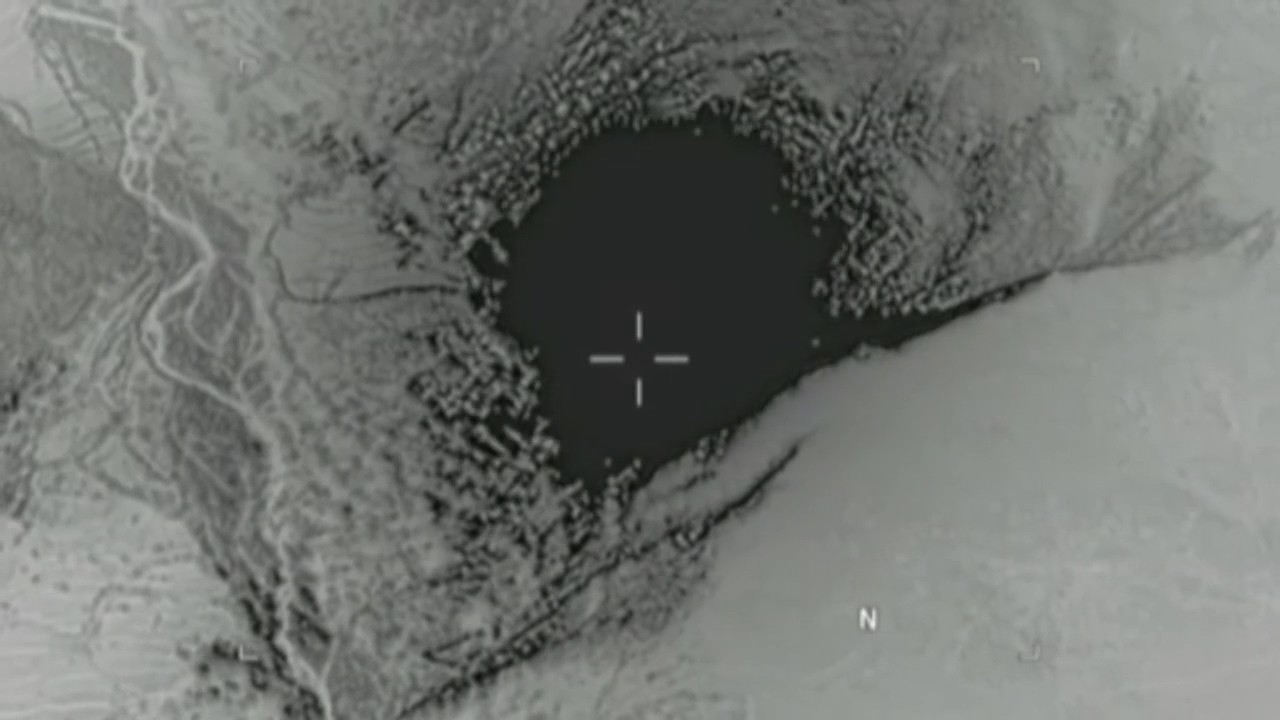 VIDEO: Aerial Footage of MOAB bomb striking cave - YouTube