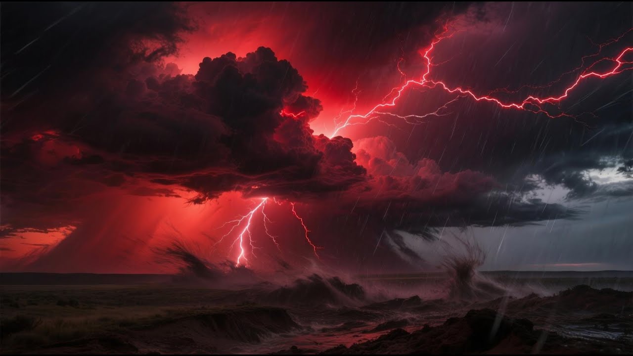 “Epic Red Thunderstorm with Flashing Lightning ⚡ 8 Hours 4K Live ...