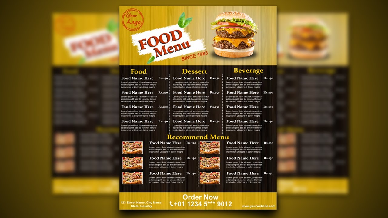 How to Design food menu in CorelDRAW | Restaurant food menu | CorelDRAW ...
