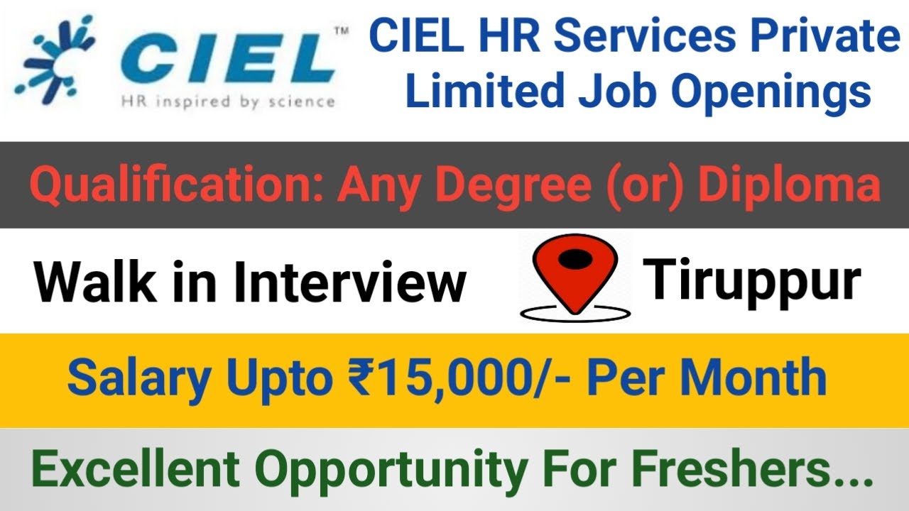 CIEL HR Services Private Limited Job Openings | Only For Freshers ...