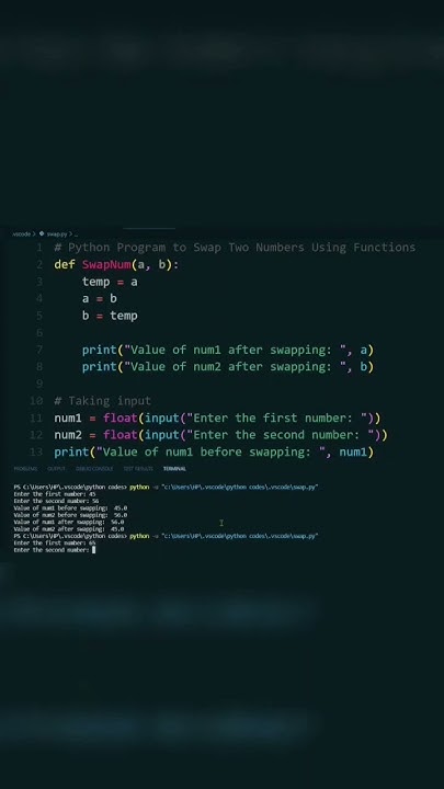 Swapping Values Using Functions In Python Coding Python Youtube