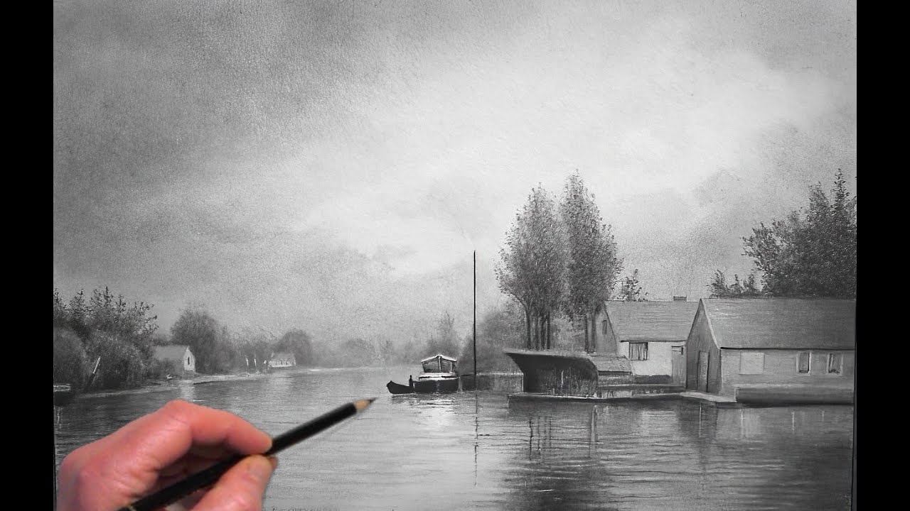 Graphite Landscape Drawing - Why I Use A Magnifying Glass - YouTube