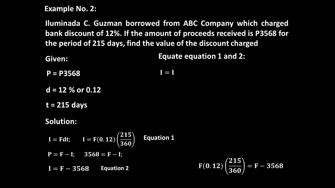 SIMPLE DISCOUNT 2 MATHEMATICS OF FINANCE PART 6 - YouTube