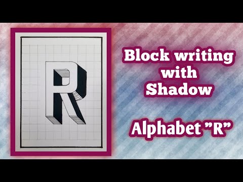 Block writing with shadow || Alphabet "R" || Shadow writing for ...