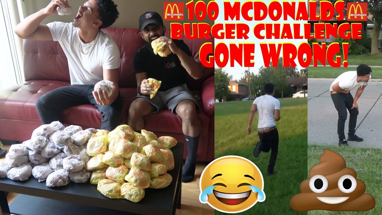 100 McDONALDS BURGER CHALLENGE (LOSER GOES BALD) GONE WRONG - YouTube