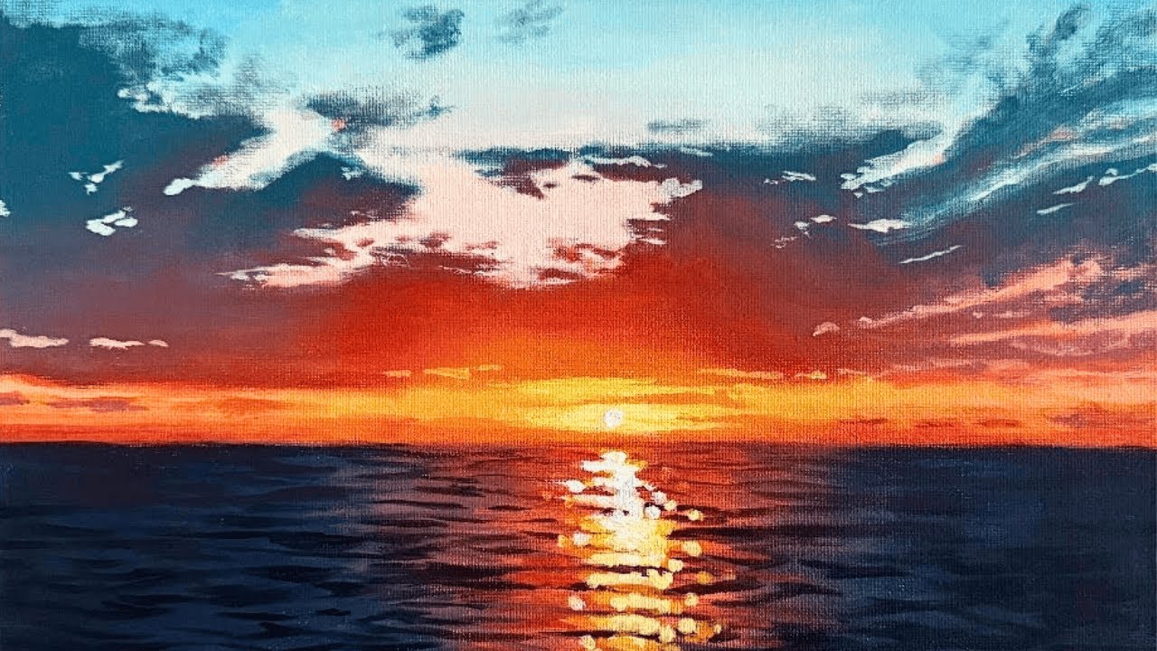 Painting A Realistic Sunset In Acrylics - YouTube