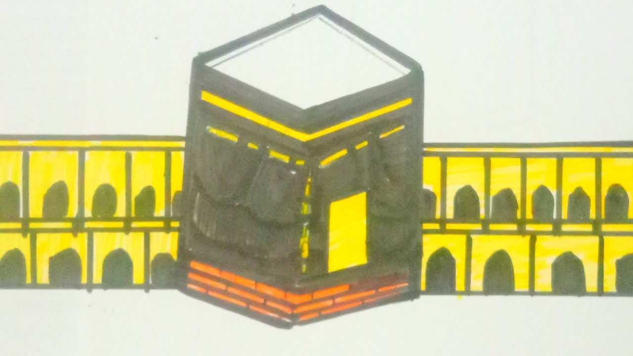 Kaaba Drawing || kaaba drawing tutorial | step by step drawing in easy ...