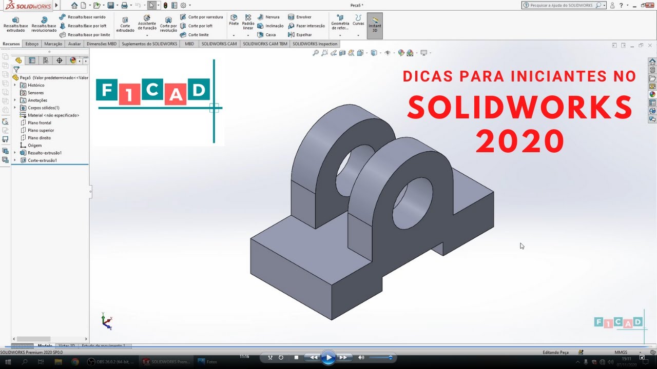 Tutorial Solidworks 2020 - Iniciantes - YouTube