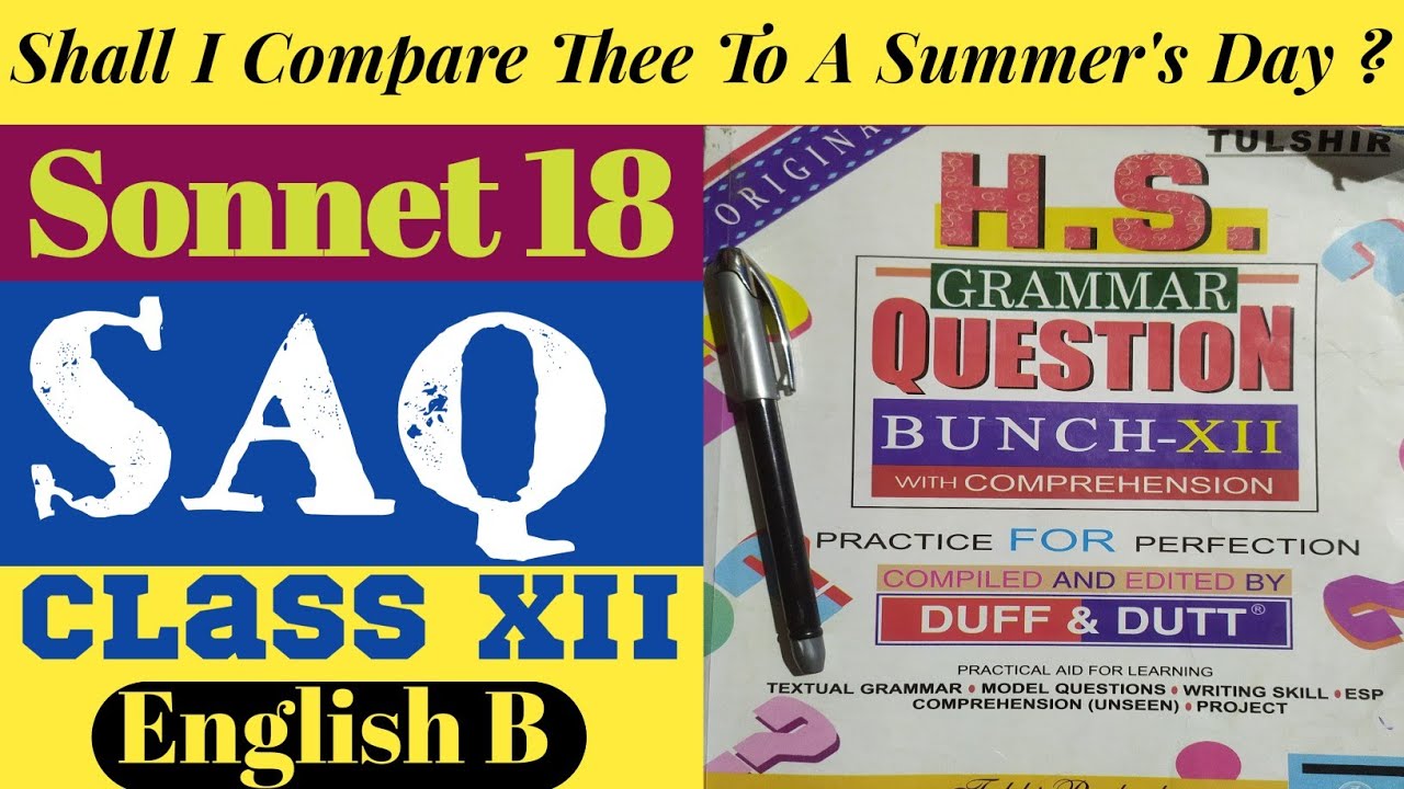 Sonnet 18 SAQ suggestion hs 2023 | Duff and Dutt | Shall I Compare Thee To A Summer's Day SAQ ...