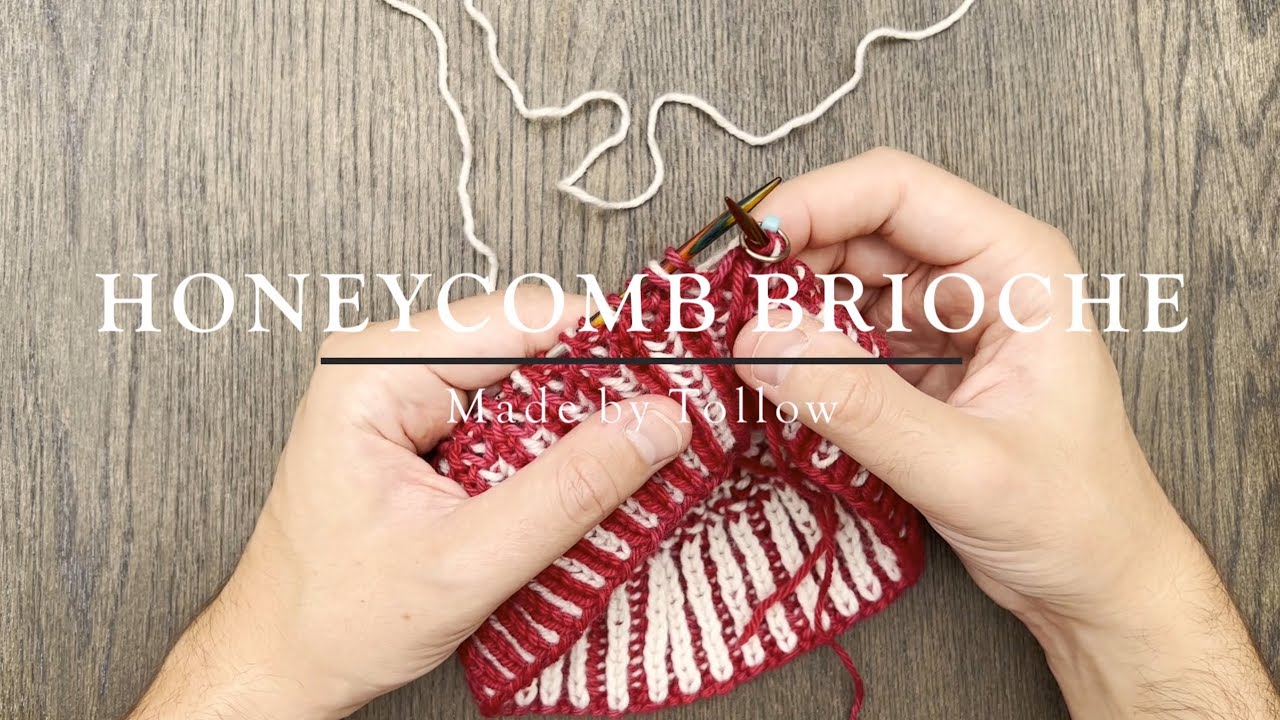 2-color honeycomb brioche in the round - YouTube