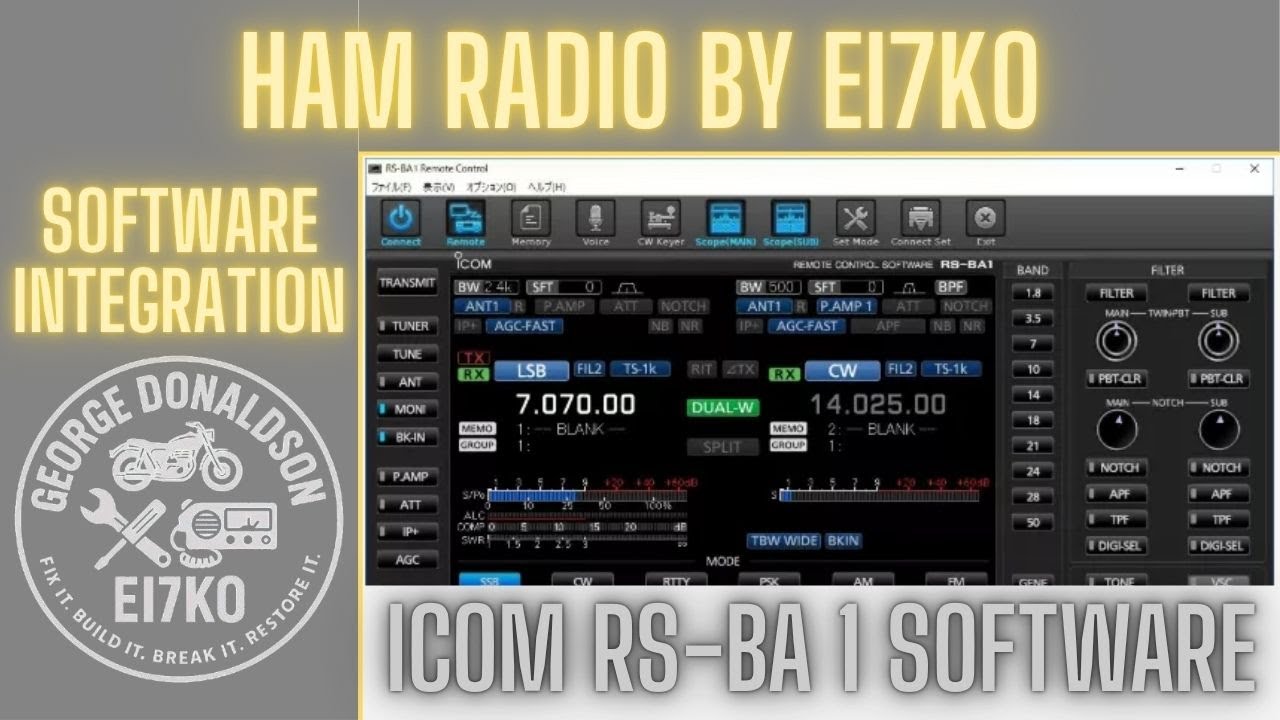 Icom IC7300 with RS BA 1 Software - Spectrum Scope - YouTube