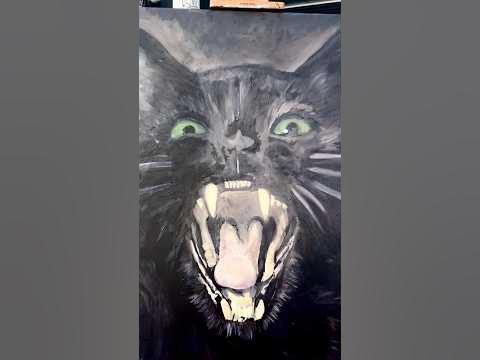Artober Day 28: Spooky Black Cat Acrylic Painting! - YouTube