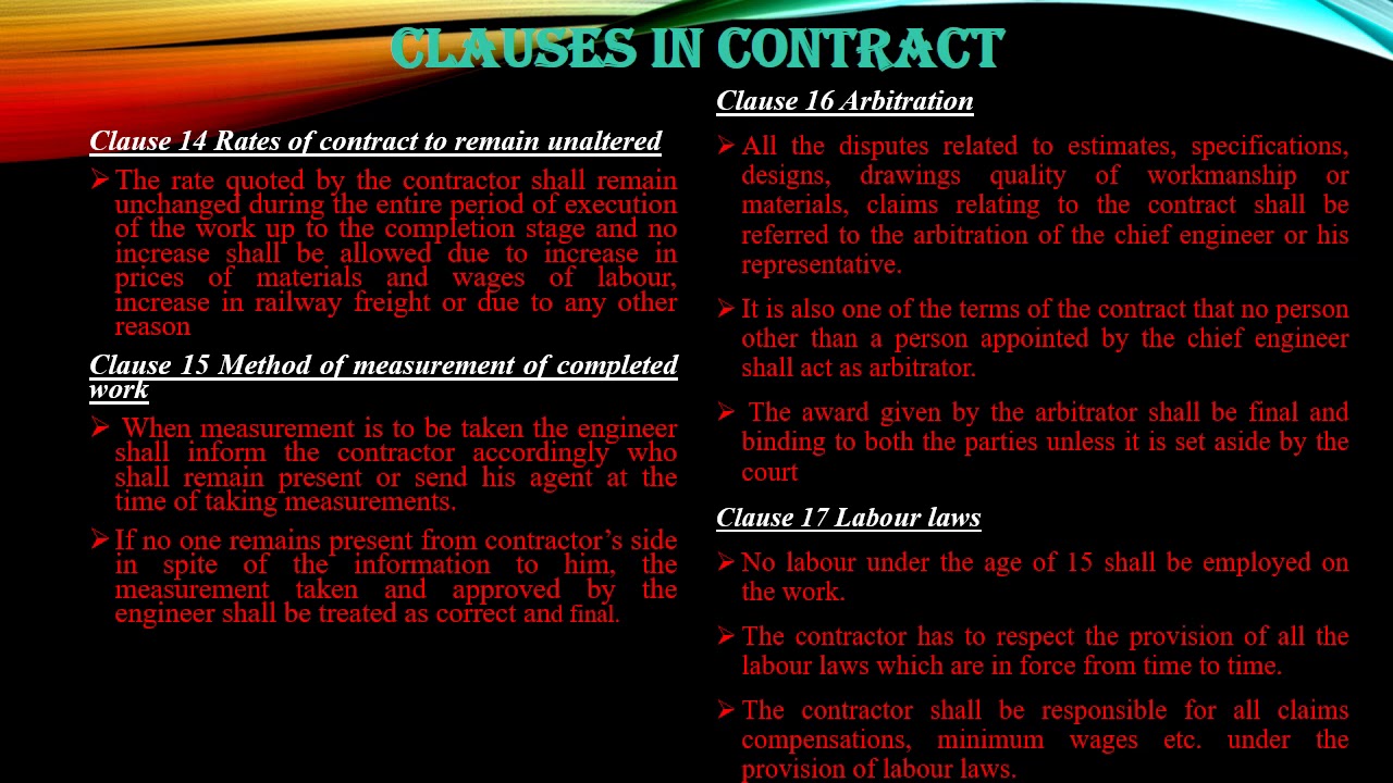 IMPORTANT CLAUSES OF CONDITIONS OF CONTRACT - YouTube