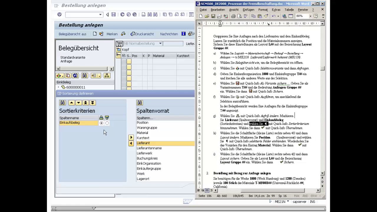 SAP MM DE SCM500 E08-E09 tc.me21n tc.me9f tc.me23n tc.me22n. Tc.mmbe ...