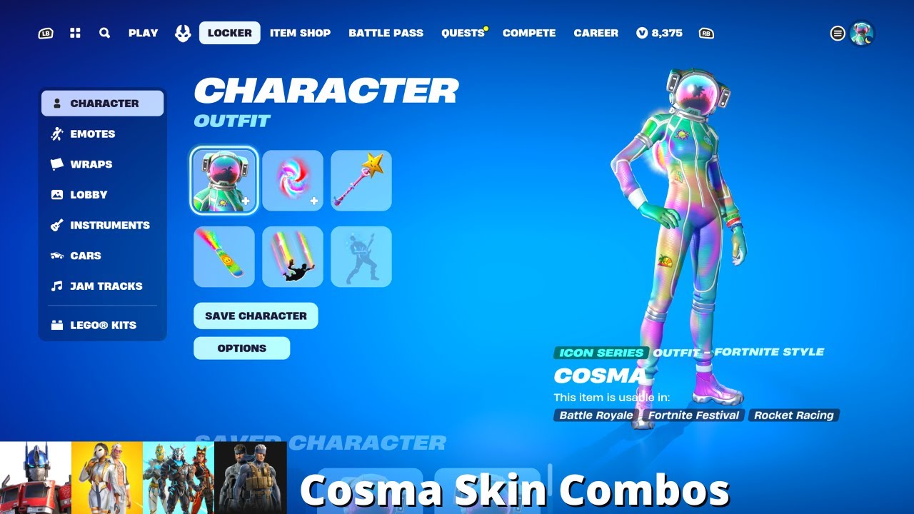 Cosma Skin Combos (Fortnite Battle Royale) - YouTube