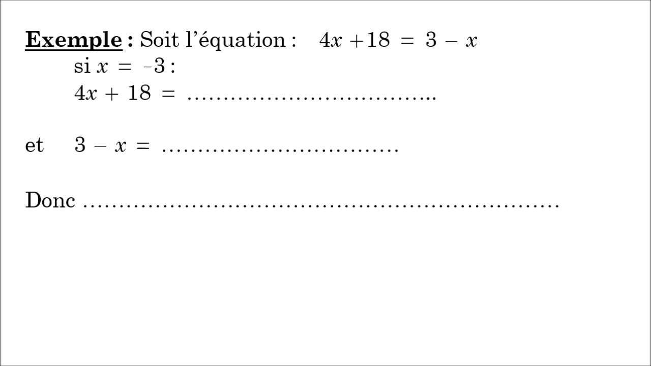 Niveau 3e : Définition équation - YouTube