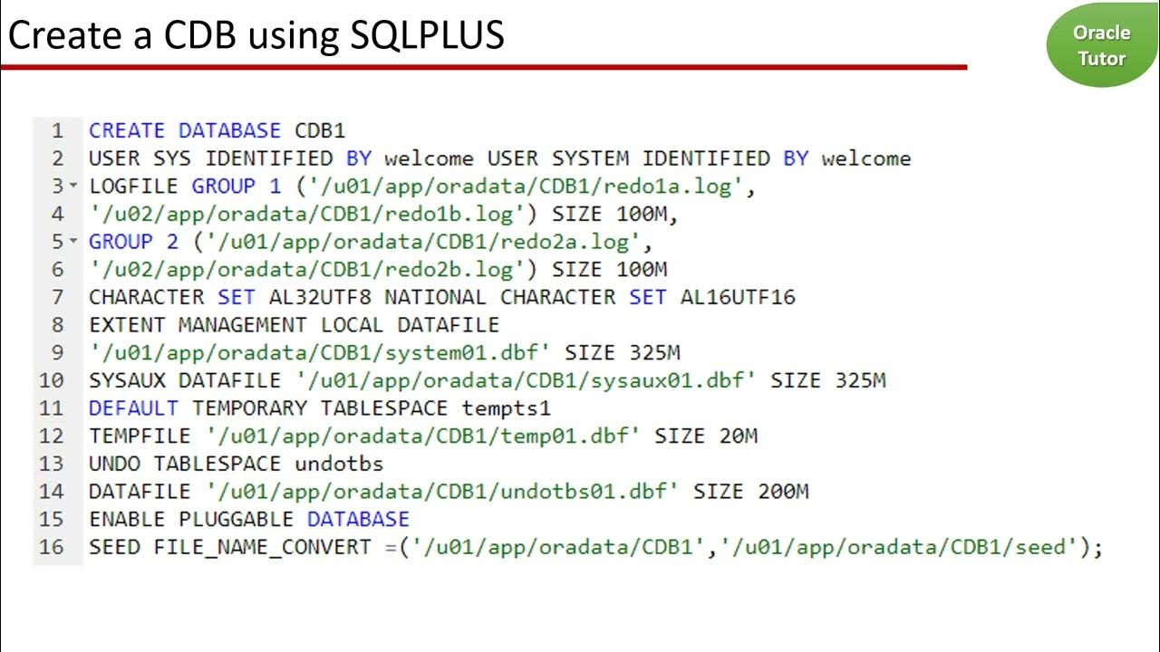 Create Cdb Manually Using Sqlplus Youtube