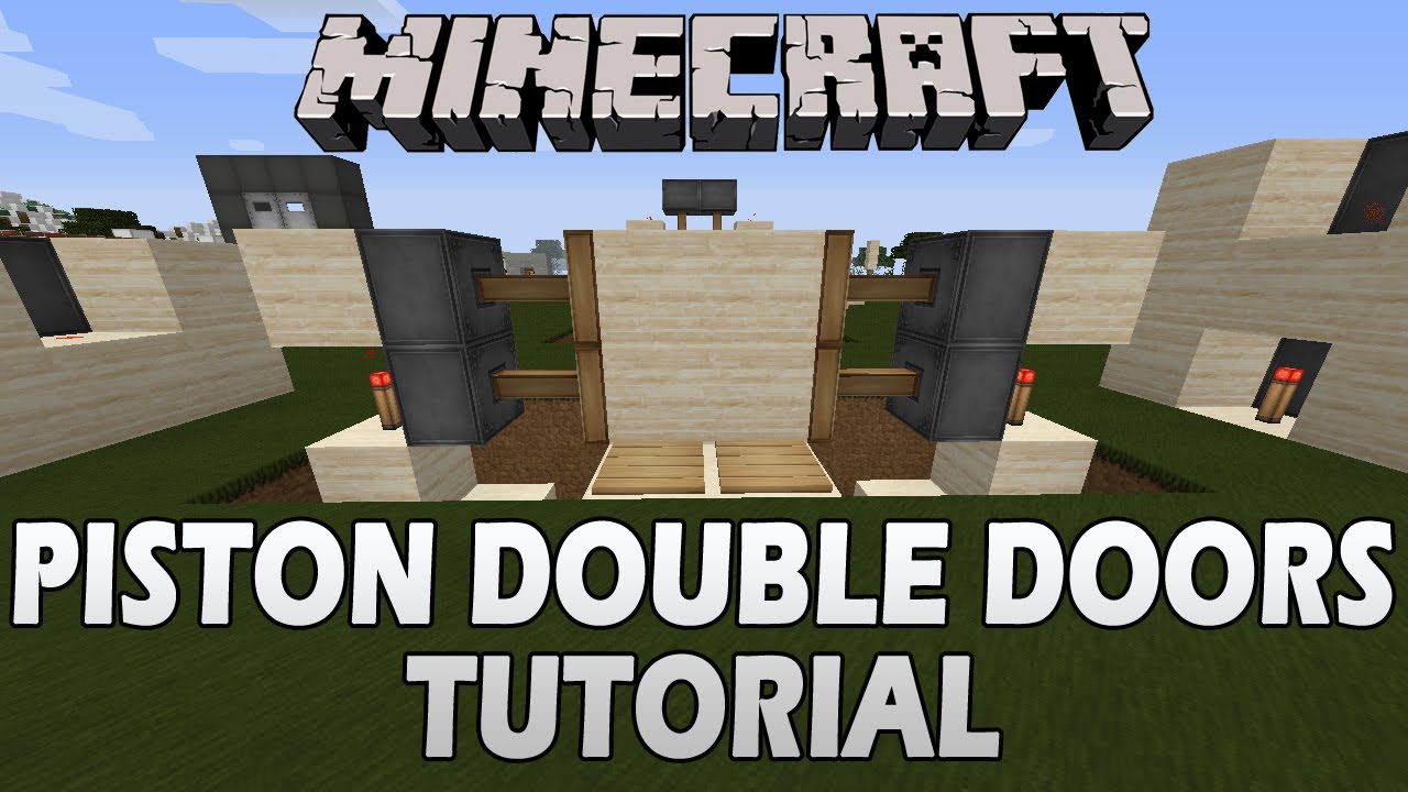 Minecraft Tutorial: Simple & Compact Piston Double Doors - YouTube