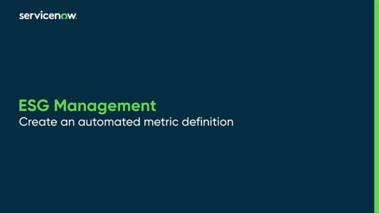 ESG Management | Create an automated metric definition - YouTube