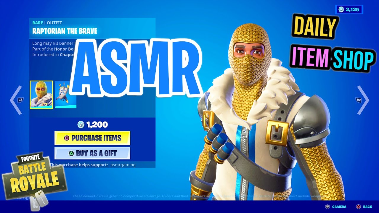 ASMR Fortnite NEW Raptorian The Brave Skin! Daily Item Shop Update 🎮🎧 ...