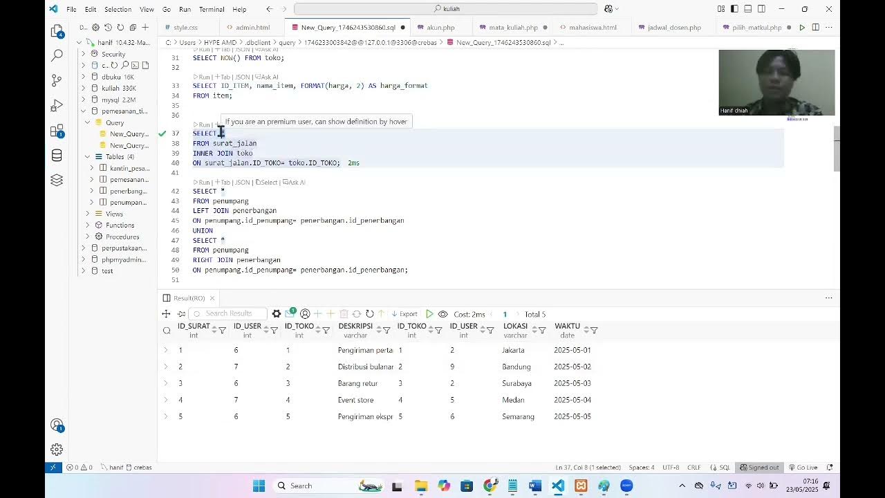 Menjalankan fungsi dan join pada mysql - YouTube