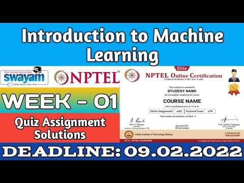 NPTEL Introduction to Machine Learning - IITM Week 1 Assignment Solutions | Swayam 2022 - YouTube
