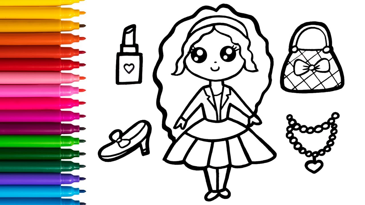 How To Draw A Girl For Children | Drawing And Coloring A Girl Easy ...