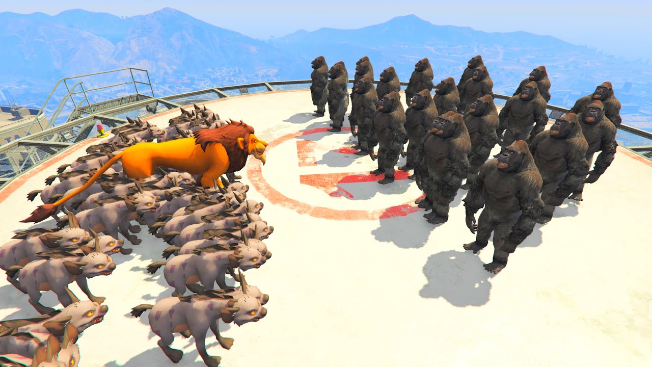 Scar & Hyenas vs Gorilla Army - YouTube