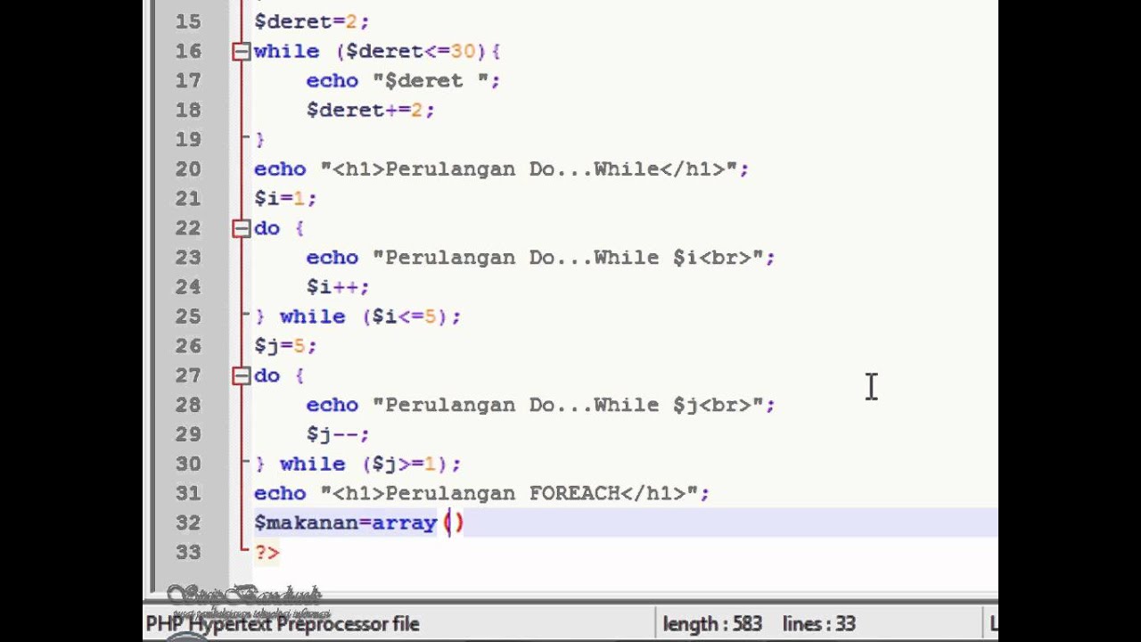 Perulangan FOREACH pada PHP - YouTube