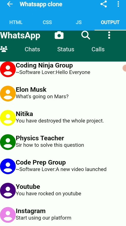 Whatsapp Clone In Html And Css Htmlcss Coding Learnwebcode Webprogramming Coding Youtube