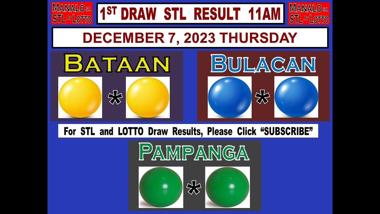 STL 1ST Draw 11am Result STL Bataan STL Bulacan STL Pampanga December 7 ...