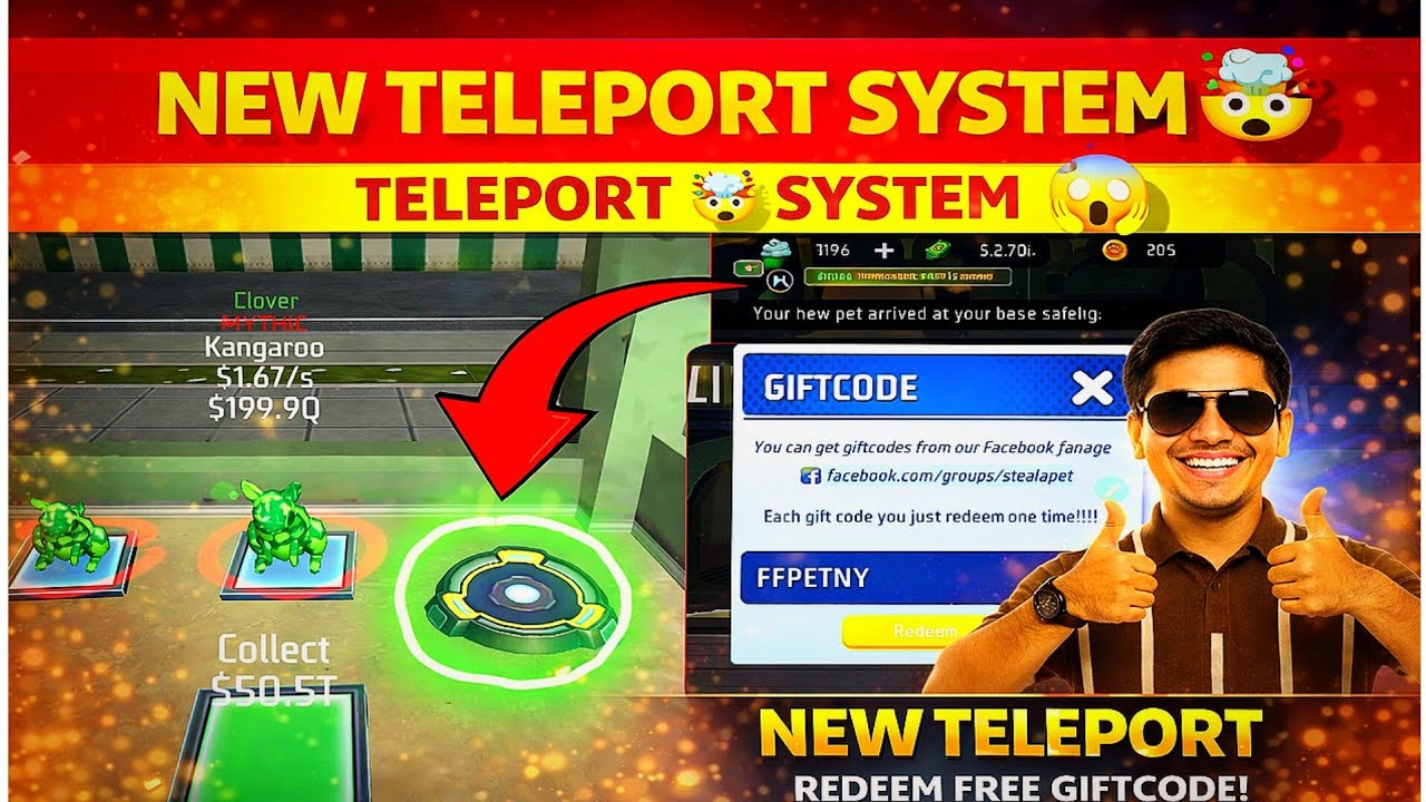 NEW TELEPORT SYSTEM 🤯😱 || NEW REDEEM CODE IN STEAL A PET 🤩🥳 #freefire # ...