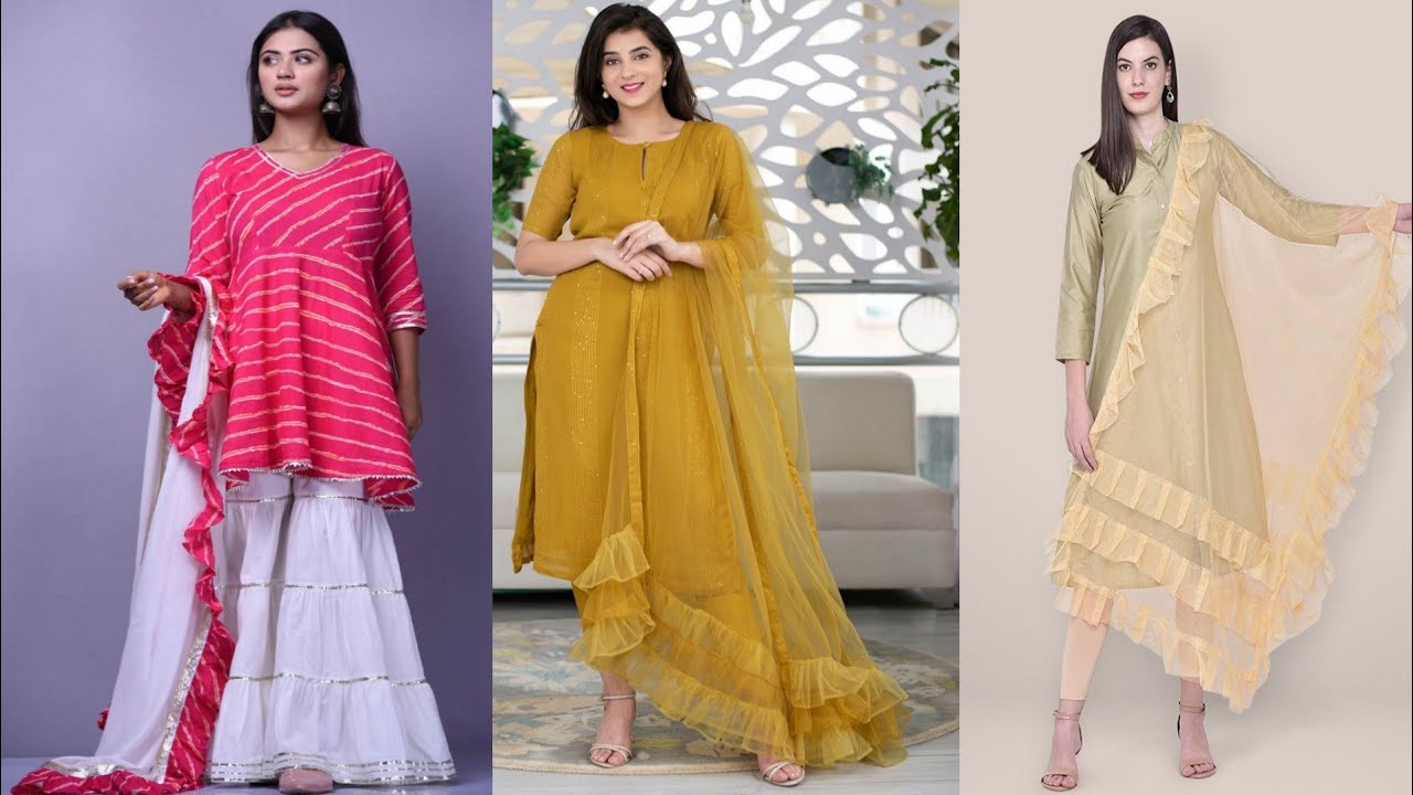 Frill dupatta design || Ruffle dupatta design || be beautiful and ...