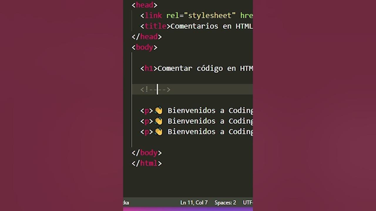 🟢 Cómo PONER un COMENTARIO en HTML 😉 [Curso HTML desde cero] #Shorts ...