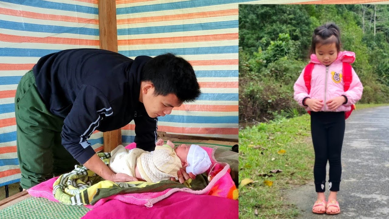 He alone takes care of two children, a 5-year-old Ngoc and a newborn ...