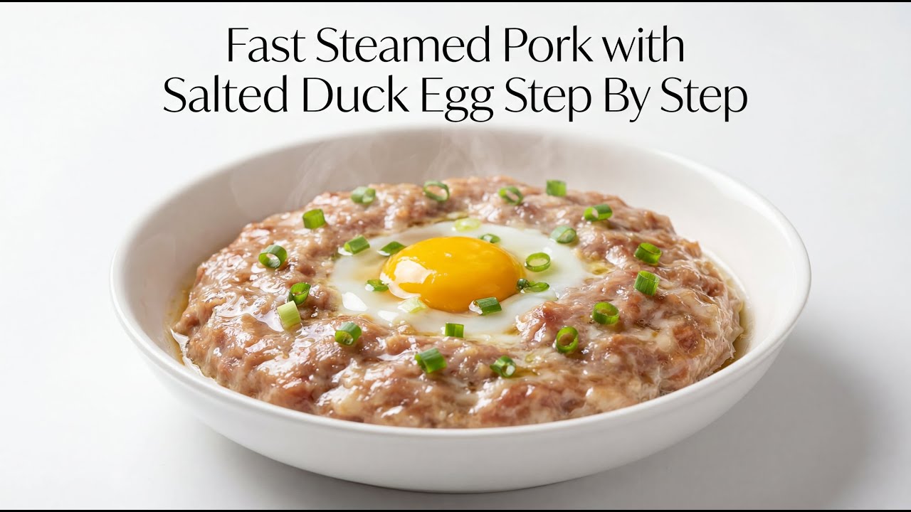 Fast Steamed Pork with Salted Duck Egg (咸蛋蒸肉饼 - Xian Dan Zheng Rou Bing ...