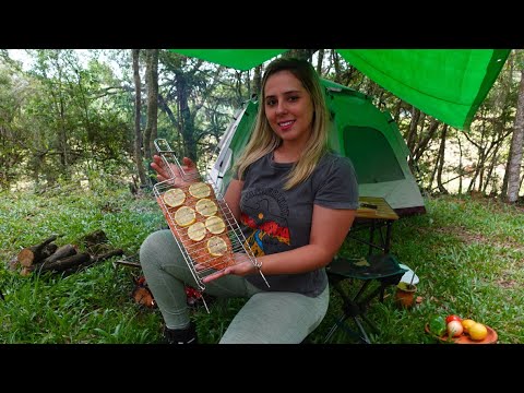 BRAZILIAN ADVENTURE 4K ASMR - Brazilian girl cooking and camping in the rain