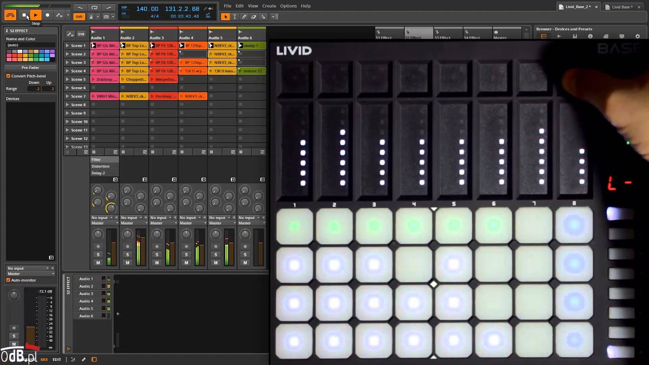 Bitwig Studio i kontroler Livid Base - YouTube